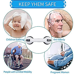 12'' Portable Grab Bars for Bathroom,Ultra Grip Dual Locking Shower Handles for Elderly,Safety Suction Grab Bars for Shower,Balance Assit Hand Rail Support,Injury,Senior,Kids(Gray, 12"-Pack of 2)