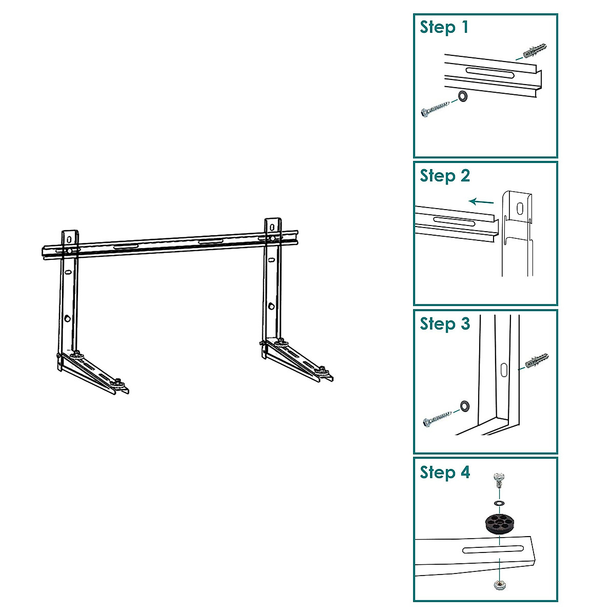 Daisypower Outdoor Wall Mounting Bracket for Ductless Mini Split Air Conditioner Heat Pump Systems, Support Up to 9000-36000 Btu Condenser