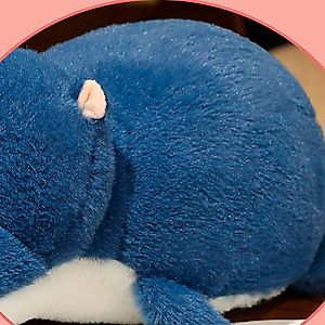 ELAINREN Furry Hippo Plush Pillow Ultra-Soft Blue Hippopotamus Stuffed Animals Toy,Kawaii Jungle River Horse Plushie Dolls Gifts/23.6''