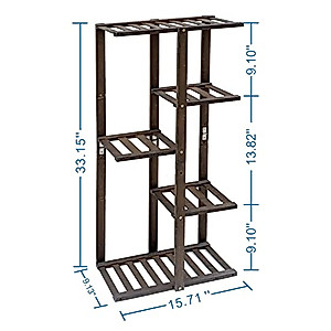 Chuuya Plant Stand,Bamboo Plant Shelf Indoor Outdoor, Build Your Mini Garden(7 Potted,Mocha)