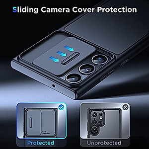 Simtect for Samsung Galaxy S23 Ultra Case with Camera Cover, [Military Drop Protection] [Snug Touch], Slim Protective Hard Back and Soft Edge Phone Case for Galaxy S23 Ultra Case 6.8 Inch- Black