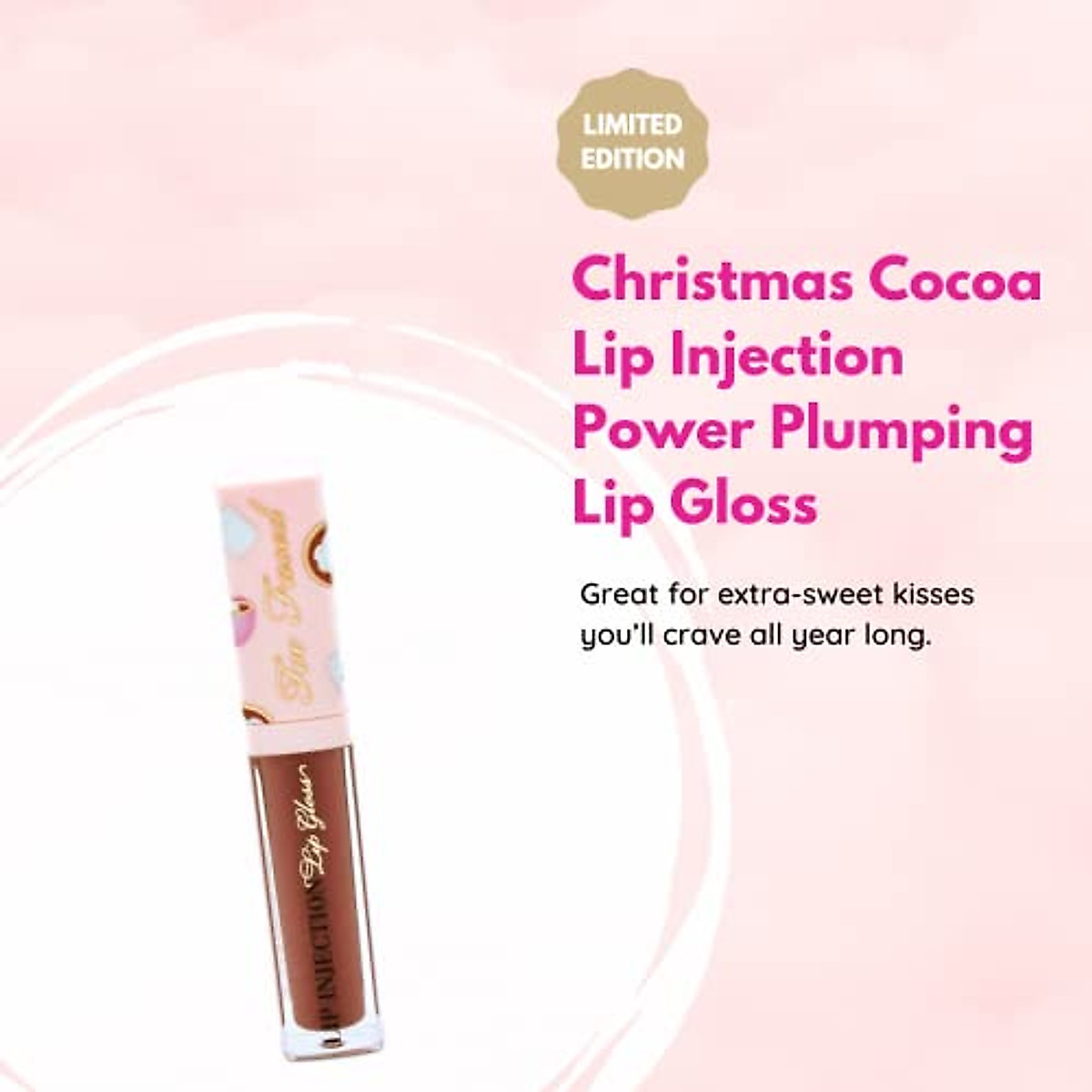 Too Faced You’re So Hot Bronzer and Lip Gloss Set:: Hot Cocoa Face Bronzer, Christmas Cocoa Lip Injection Power Plumping Lip Gloss, and Makeup Bag