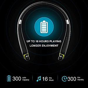 BEARTWO Bluetooth Headphones, Upgraded Foldable Wireless Neckband Headset with Retractable Earbuds, Noise Cancelling Stereo Earphones with Mic for Workout, Running, Driving (with Carry Case)