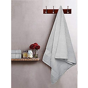 GLAMBURG Ultra Soft 8 Piece Towel Set - 100% Pure Ring Spun Cotton, Contains 2 Oversized Bath Towels 27x54, 2 Hand Towels 16x28, 4 Wash Cloths 13x13 - Ideal for Everyday use, Hotel & Spa - Light Grey