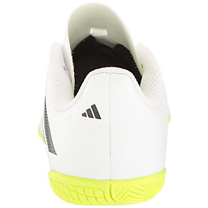 adidas Copa Pure.4 Indoor Sneaker, White/Core Black/Lucid Lemon, 2 US Unisex Little Kid