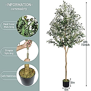 HaiSpring Artificial Olive Tree 6ft (72'') Fake Silk Perfect and Realistic Tall Artificial Plants, Suitable for Modern Living Rooms House Office Outdoor Garden & Housewarming Party Decor, 1080 Leaves