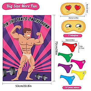 ASTARON Pin The Pants Party Games Bridal Shower Games Large Poster 24 Player Stickers Party Games Girls Night Party Games