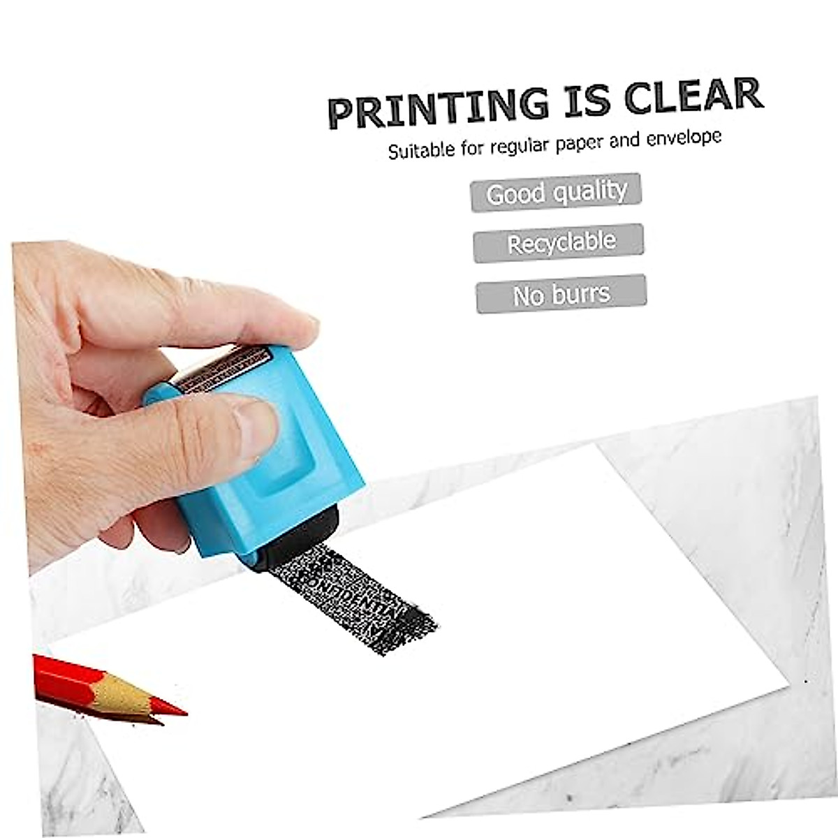 NUOBESTY 4 Pcs Seal Postage Stamps Forever id Stamp Roller Confidential Ink Stamps Identity Roller Identity Prevention Postal Stamp Privacy Hand- held Rollers Protection Plastic Material