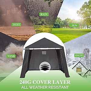 B BAIJIAWEI 10X10 ft Shed Storage Shelter All-Season Heavy Duty Portable Storage Shed Carport for Motorcycle, Bike, Garden Tools (Dark Grey)