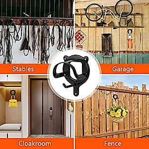 jeonan 4 Pack Horse Bridle Rack Black Bridle Bracket Metal Bridle Hook Wall Mounted Halter Hanger with Mounting Screws and Expansion Pins for Horse Barn Supplies