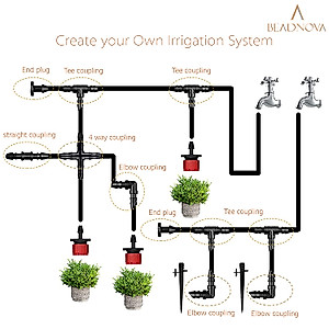 BEADNOVA Drip Irrigation Parts 20 Pcs 1/4 Inch Barbed Elbow Couplings Drip Irrigation Fittings Drip Line Connectors for 1/4 Inch Irrigation Tubing Garden Watering System (20pcs)