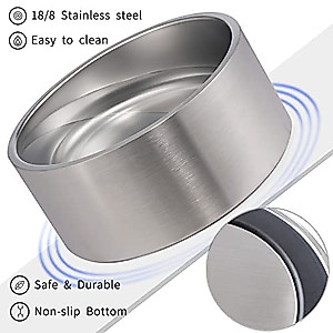 100 OZ Large Dog Water Bowl Stainless Steel Dog Bowls No Spill Heavy Dog Food Bowls with Non-Slip Rubber Bottom Double Wall Insulated Metal Pet Cold Water Bowl Dog Bowls for Large Dogs Outdoor