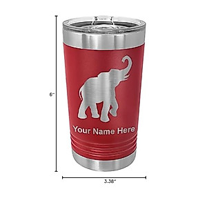LaserGram 16oz Vacuum Insulated Pint Tumbler, Indian Elephant, Personalized Engraving Included (Maroon)