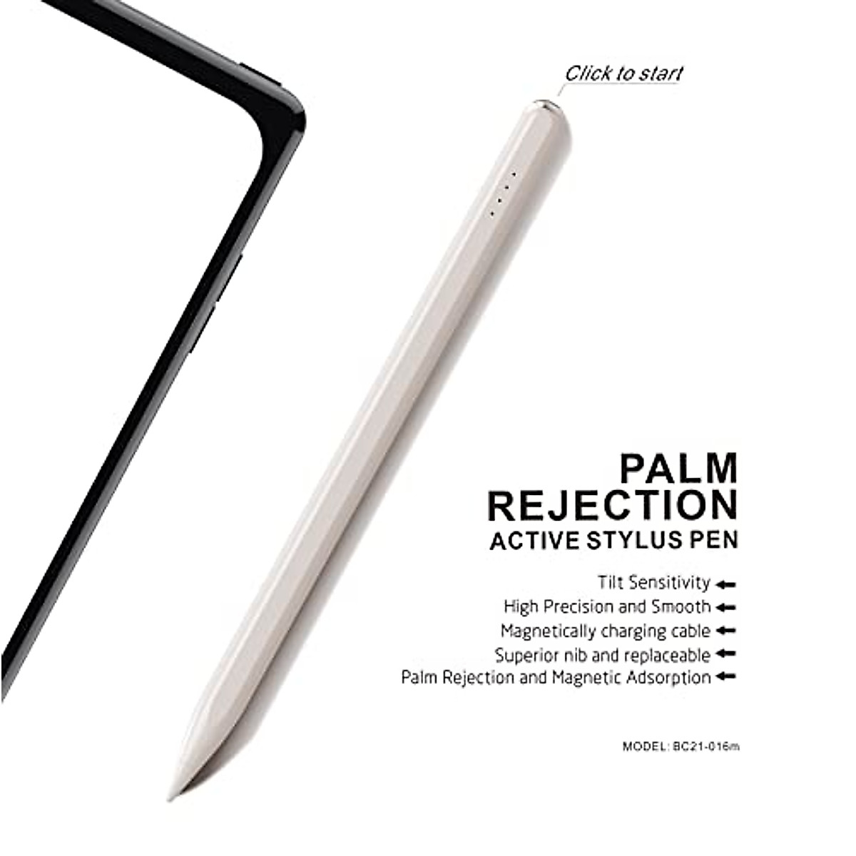 iPad Air Pencil with Palm Rejection, PERMARK Stylus Pen Compatible with (2018-2024) Apple iPad Pro (11/12.9/13 Inch),iPad Air 3rd/4th/5th/6th Gen,iPad 6/7/8/9/10th Gen,iPad Mini 5/6th Gen (White)