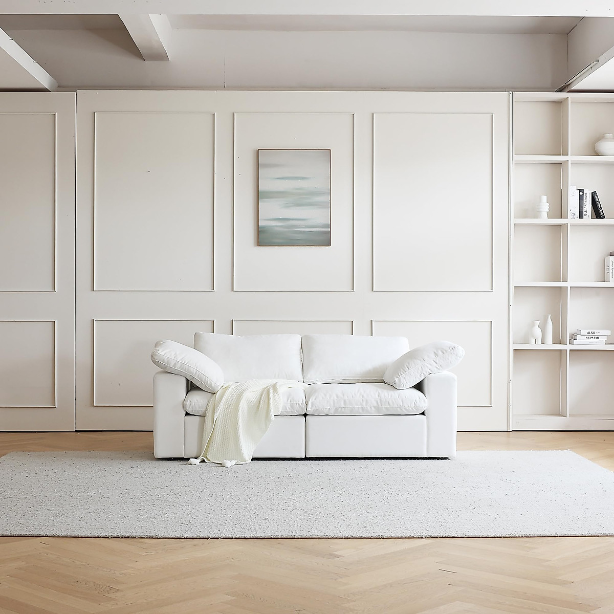 JACH Modern Convertible Modular Sectional Sofas for Living Room, Love Seat Sofas, Cushion Covers Removable, Customizable Modular Sectional Couch for Living Room Bedroom Apartment (White)