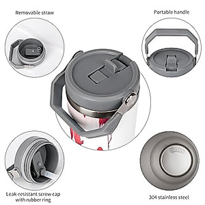 RTFGHJS Lovely Flamingos 30 Oz Tumbler with Handle And Flip Straw, Stainless Steel Vacuum Insulated Travel Mug, Thermal Cup for Coffee, Water, Iced Drinks, Fits Car Cup Holders (Home, Sports)