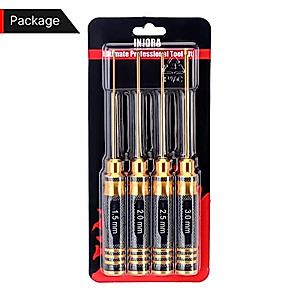 INJORA 4 PCS RC Hex Screwdriver Tool Set, Allen Wrenches Sets 1.5mm 2.0mm 2.5mm 3.0mm, Hexagon Head Screwdriver Wrenches, RC Car Tool Kit for RC Model Car Helicopter Drone Boat