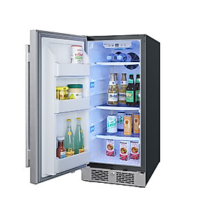 Avallon AFR152LH 15 Inch Wide 3.3 Cu. Ft. Compact Refrigerator with LED Lighting and Left Swing Door - Stainless Steel