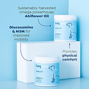 WagWell Mobility Chews – Vet Formulated Hip and Joint Supplement for Dogs - Natural Dog Joint Supplement with Glucosamine and MSM – Dog Joint Supplement for Large Breeds and Small Breeds, 60 Chews