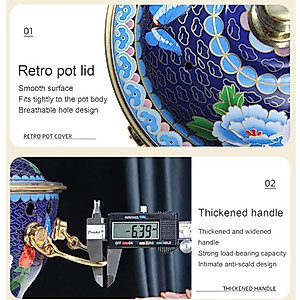 VIDECOR Chafing Dishes Single Person Small Copper Pot Old Beijing Small Fat Cow Hot Pot Chinese Traditional Cloisonne Hot Pot Commercial Alcohol Shares Red Copper Hot Pot,F