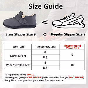 Zizor Mens Slipper, Velcro House Shoes for Diabetic, Men Gifts, Memory Foam, Indoor Outdoor, Winter Ankle Pantuflas with Rubber Sole (Dark Grey, Size 11)