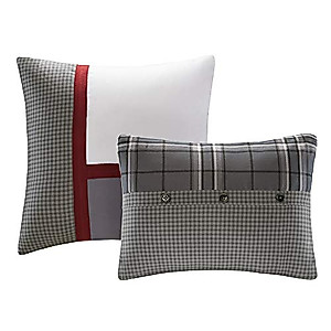 Intelligent Design Daryl 5 Piece Plaid All Seasons PrintComforter Set, Full/Queen, Grey - Ultra Soft Microfiber Teen Bedding