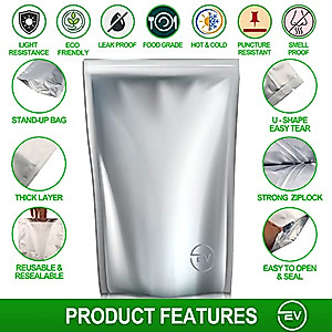 EVER VARIETY 1 Gallon Mylar Bags for Food Storage, Resealable Mylar Bags with Oxygen Absorbers, 30 pcs Reusable Mylar Vacuum Seal Bags with Labels, Heat Sealable Mylar Bags