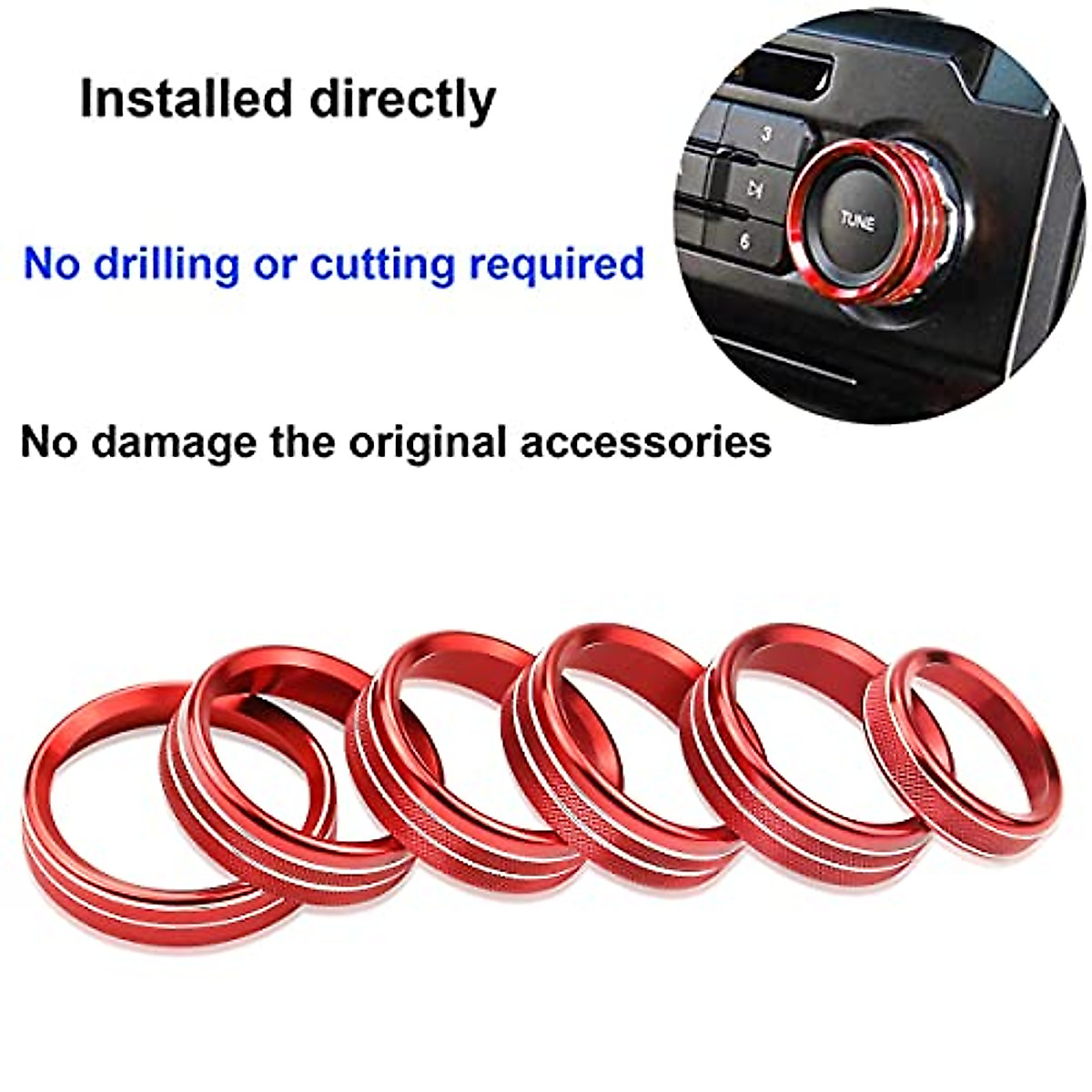 Knob Cover for F150 AC Climate Control Switch/Trailer/4WD/VOL/Tune Button Interior Center Console Trim Accessories Compatible with Ford F150 XLT 2016 2017 2018 2019 (Dark Red 6 Pcs)