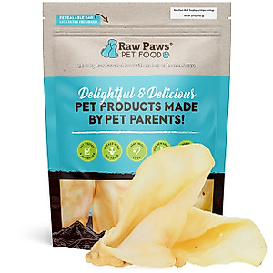 Raw Paws Cow Ears for Dogs - Large, 5-ct - Beef Ears Packed in USA, Thick Dog Cow Ears for Puppies & Dogs, Real Natural Cows Ears from Free Range, Cattle - No Added Hormones, Jumbo Cow Ears Dog Treats