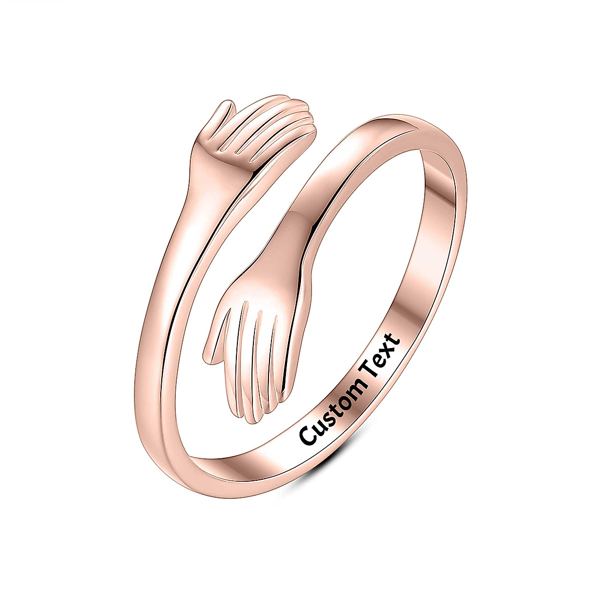 Hug Ring Promise Rings for Couples Mens Women's Men Her Thumb Women Adjustable Sterling Silver Cute Teen Girls Aesthetic Simple Dainty Personalized Engraved Custom Name (1)