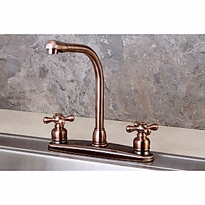 Kingston Brass KB716AXLS Victorian 8" Centerset Kitchen Faucet, Antique Copper