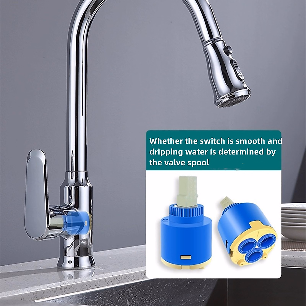 Tnfeeon 35/40mm Ceramic Cartridge Faucet Replacement Water Mixer Tap Inner Control Faucet Valve(40mm)