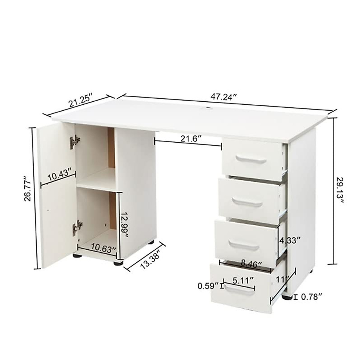 CZDYUF Door Four Drawer Computer Desk White
