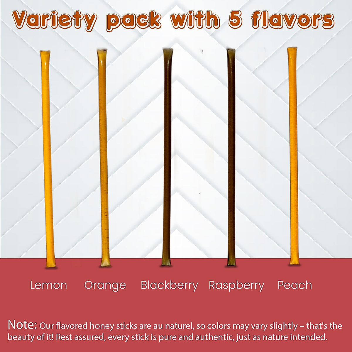 Honey Sticks Flavored (Pack of 50) - Raw Honey Straw Variety Pack for Tea, Coffee & Healthy Snack for Kids & Adults - Single Serve Pure American Honey Sticks by Bee Silly Honey