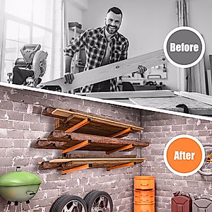 Caliee Wood Organizer Rack and Lumber Storage Rack Wall Mount with 3-Level Holds Up 1400 LBS,Garage Organization and Wall Storage,4 Pieces