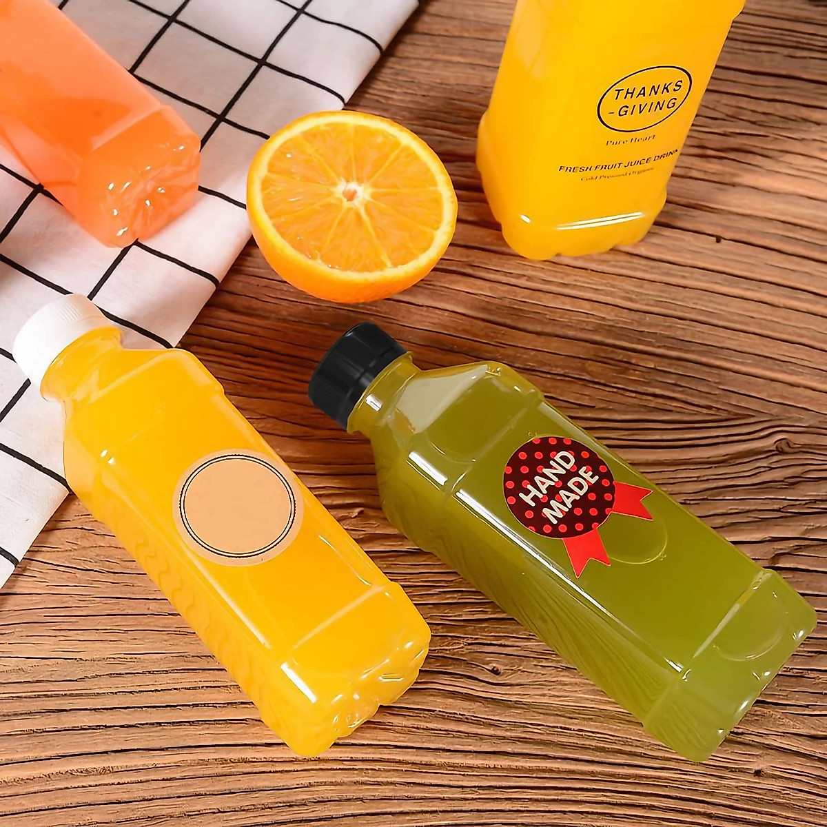 WUWEOT 30 Pack Plastic Juice Bottle, 12 Oz Clear Empty Milk Bottles, Reusable Bulk Beverage Containers with Tamper Evident Caps Lids