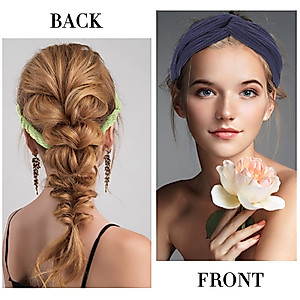 20 Pcs Boho Vintage Elastic Criss Cross Turban Head Wraps - Solid Color Stretchy Hair Accessories for Women's Yoga and Workout