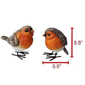 UXMOO Polyresin Garden Robin Birds S/2 Ornaments Backyard Decor Statues for Yard and Patio Lawn Cute Birds Indoor Outdoor Home Decoration Figurines Animal Statue Sculpture-92…