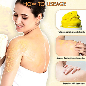 Turmeric Skin Brightening Scrub for Dark Spots, Dark Inner Thighs Bikini Area Underarms, Natural Exfoliating Turmeric Face Scrub ALL NATURAL 10OZ