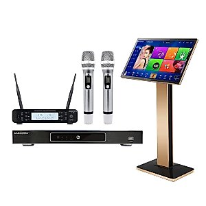 2021 Karaoke System, with Wireless Mic, 22'' Capacitive Touch Screen Free Cloud Download Function, 4K Output