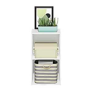 Furinno Luder Bookcase / Book / Storage, 2-Tier Cube, White