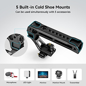 SmallRig Lightweight NATO Top Handle, Quick Release NATO Grip w/NATO Rail for DSLR Camera Cage, Universal Top Handle with 5 Cold Shoe Adapters - 4345