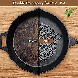 AMAGABELI GARDEN & HOME 7”x7” Cast Iron Cleaner 316 Stainless Steel Cast Iron Scrubber Chain Mail Scrubber Cast Iron for Pans Dutch Ovens Grills BG240