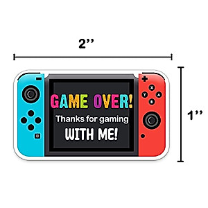 Video Game Party Thank You Sticker Labels, Great for Party Favors, Envelope Seals & Goodie Bags（54 Count）
