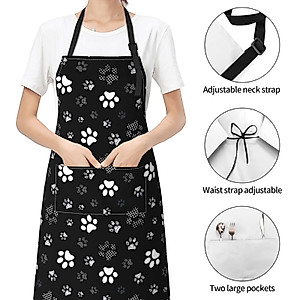 SHAPTOY Dog Grooming Apron Waterproof Funny Animal Dogs Paw Aprons with 2 Pockets for Men Women Cute Pet Bathing Bibs Plus Size Adjustable Kitchen Smock For Groomer Chef Cooking Gardening BBQ