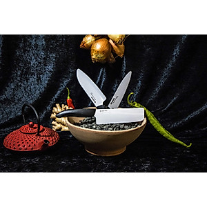 Kyocera Advanced Ceramic Revolution Series 6-inch Nakiri Vegetable Cleaver, Black Handle, White Blade
