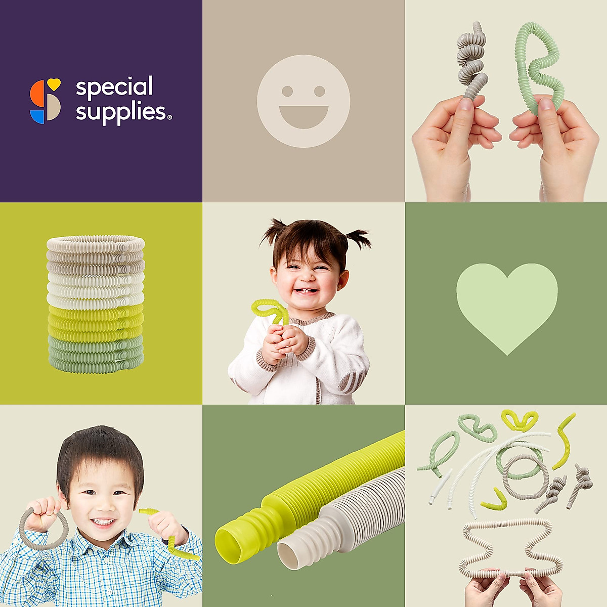 Special Supplies Fun Pull and Stretch Tubes for Kids - Pop, Bend, Build, and Connect Toy, Provide Tactile and Auditory Sensory Play, Colorful, Heavy-Duty Plastic (Camo-12)