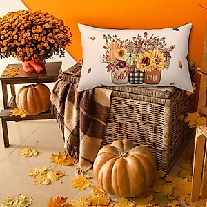 HMLIQRRY Fall Pillow Covers 12x20 Autumn Lumbar Pillow Covers Seasonal Fall Decor Pumpkin Thanksgiving Decorative Pillow Case for Couch
