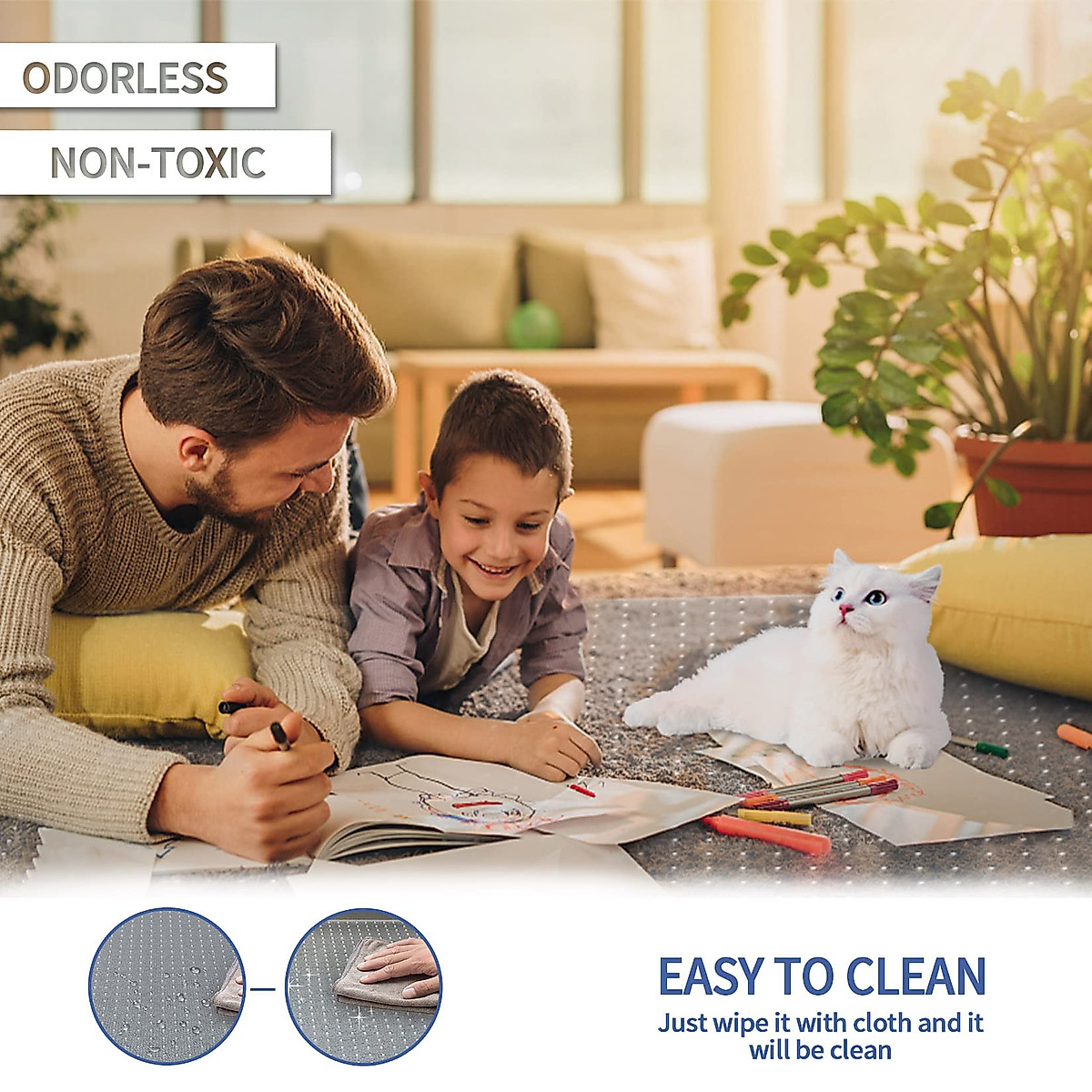 Amyracel Office Chair Mat for Carpeted Floors, 48'' x 30'' Clear Thick and Sturdy Carpet Protector for Desk Chair, Easy Glide Plastic Floor Mat for Flat and Low Pile Carpet (30'' x 48'' with Lip)