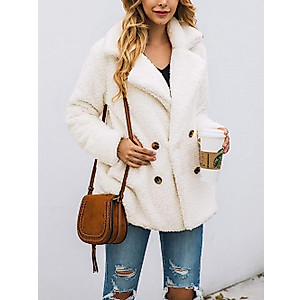 PRETTYGARDEN Women's Fashion Winter Coat Sherpa Fleece Faux Fur Shearling Oversized Trendy Jackets Warm Outerwear (Style Two White,Medium)